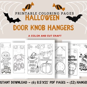 Printable Halloween Door Hanger Coloring Craft: Kid's DIY Activity ...
