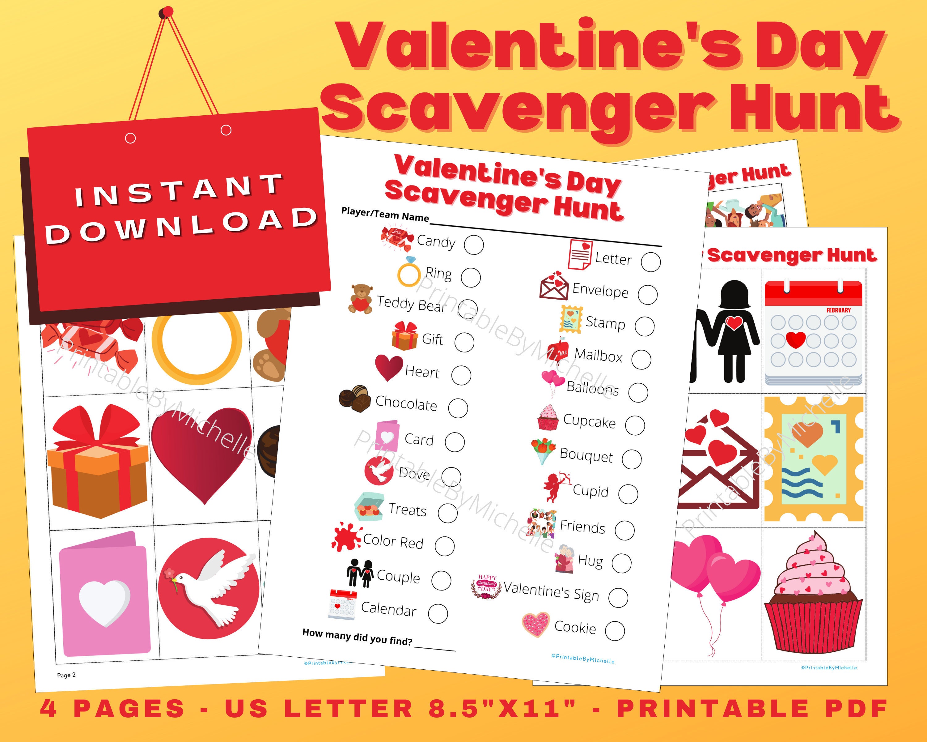 Valentine's Day Scavenger Hunt Printable Instant - Etsy
