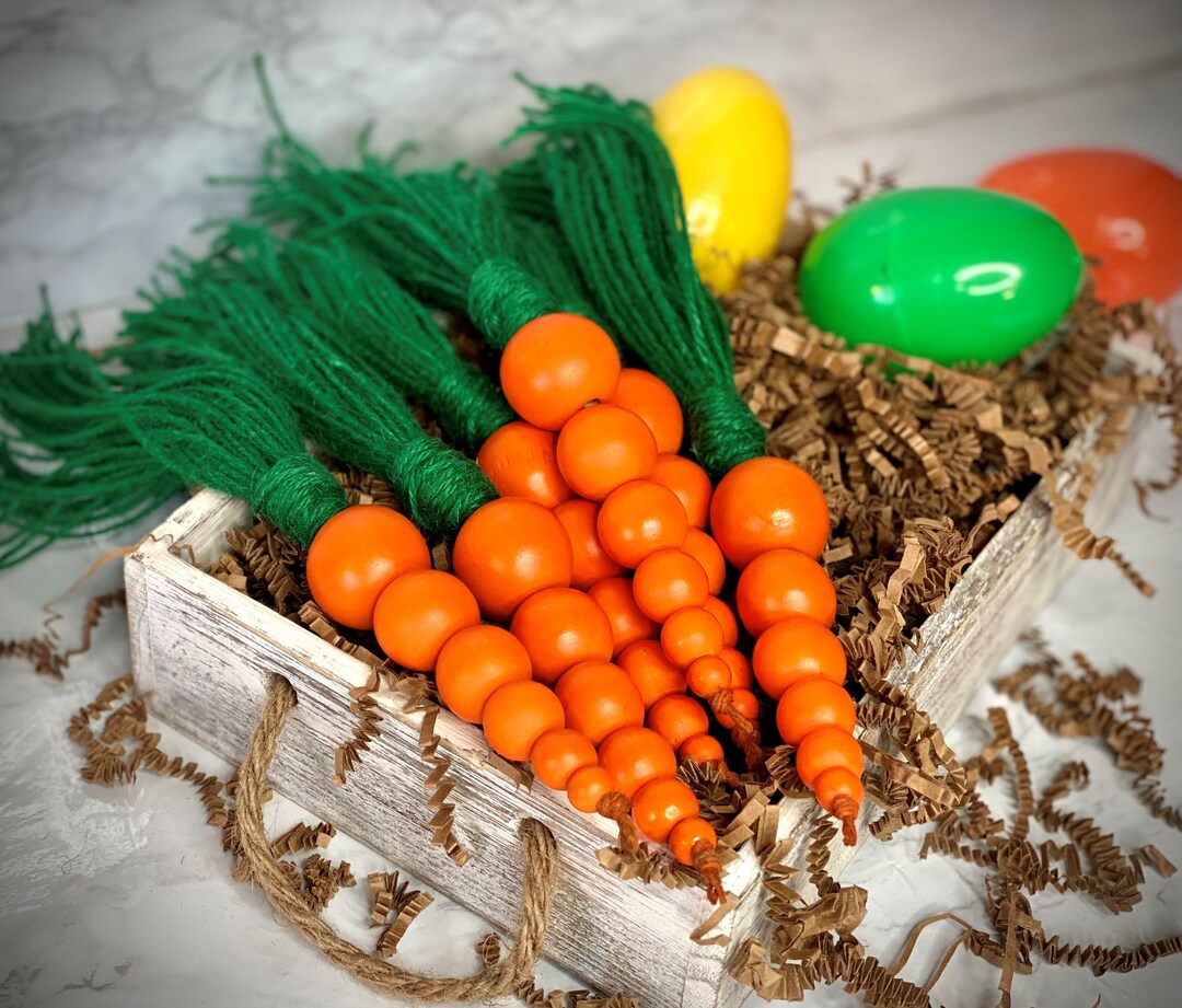 Easter Beads Farmhouse Easter Decor Carrot Beads Tiered - Etsy