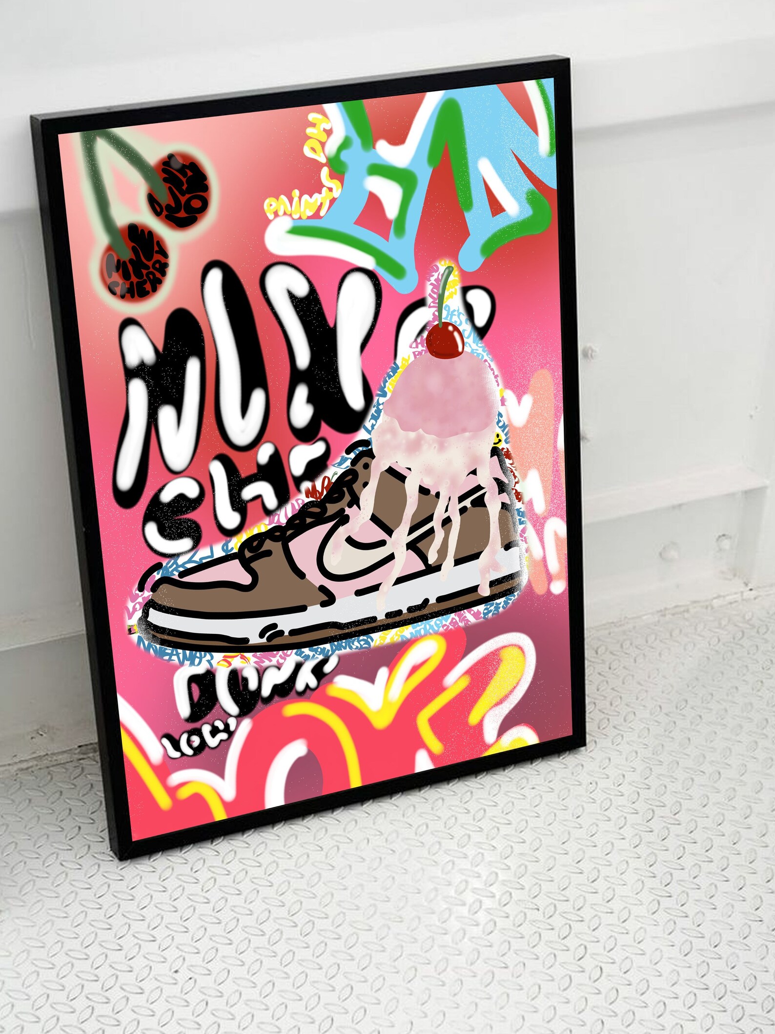 Sneaker Poster Nike SB Dunk Low Stussy Cherry | Etsy