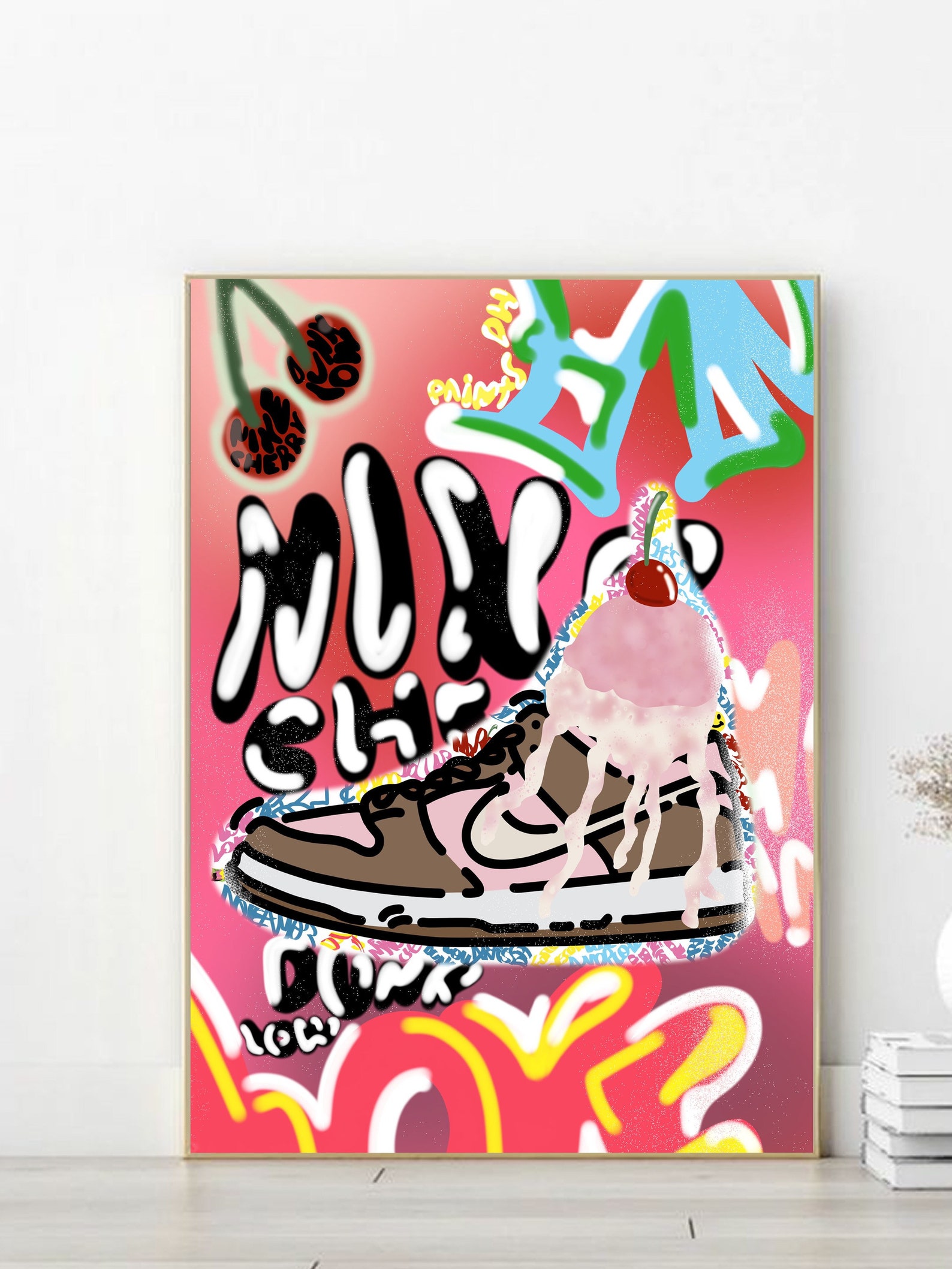 Sneaker Poster Nike SB Dunk Low Stussy Cherry | Etsy