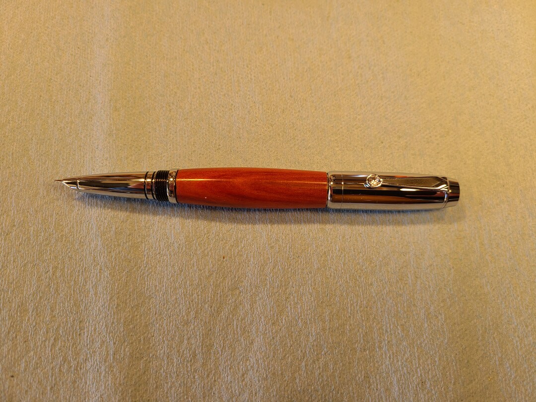 In Stock Now! Hand Turned Fountain Pen Made From Redheart Wood - Etsy