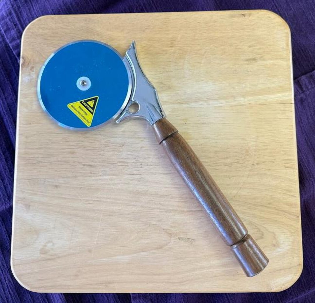 Large Walnut Handle Pizza Cutter - Etsy