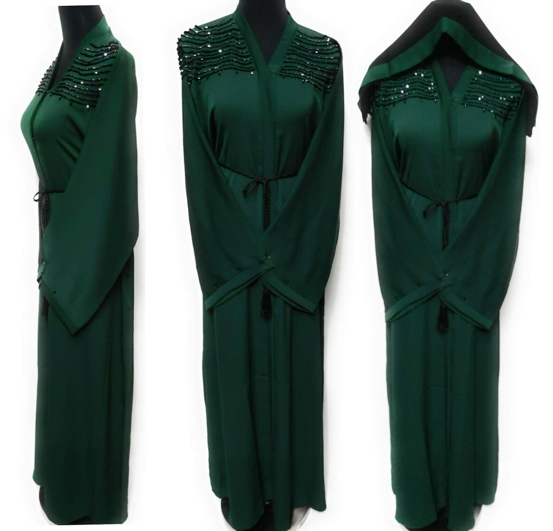 Women's Green Open Front Luxury Zoom Jilbab Burka Jalabiya - Etsy