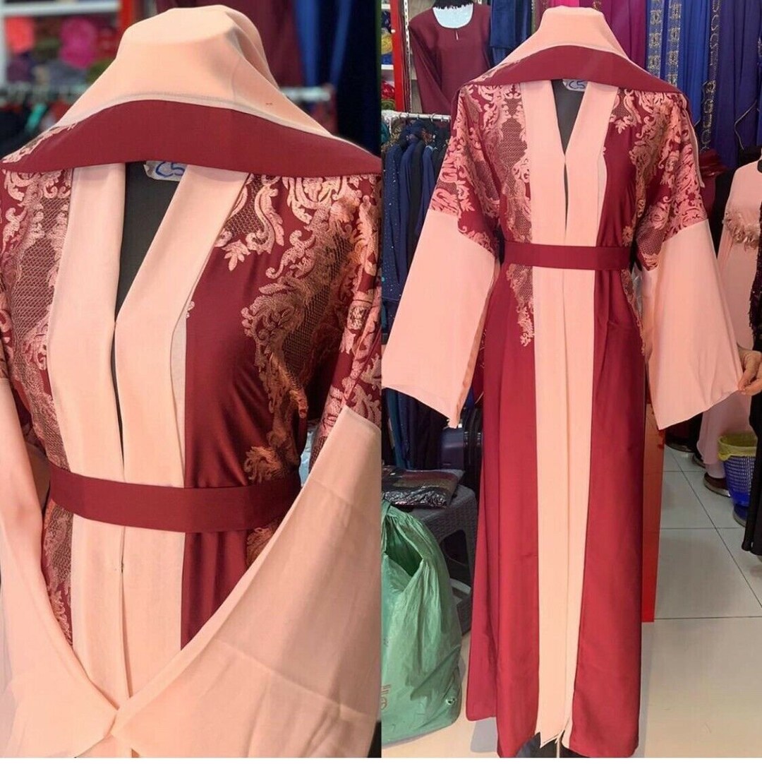 Women's Open Front Embroidery Abaya Burka Jilbab - Etsy