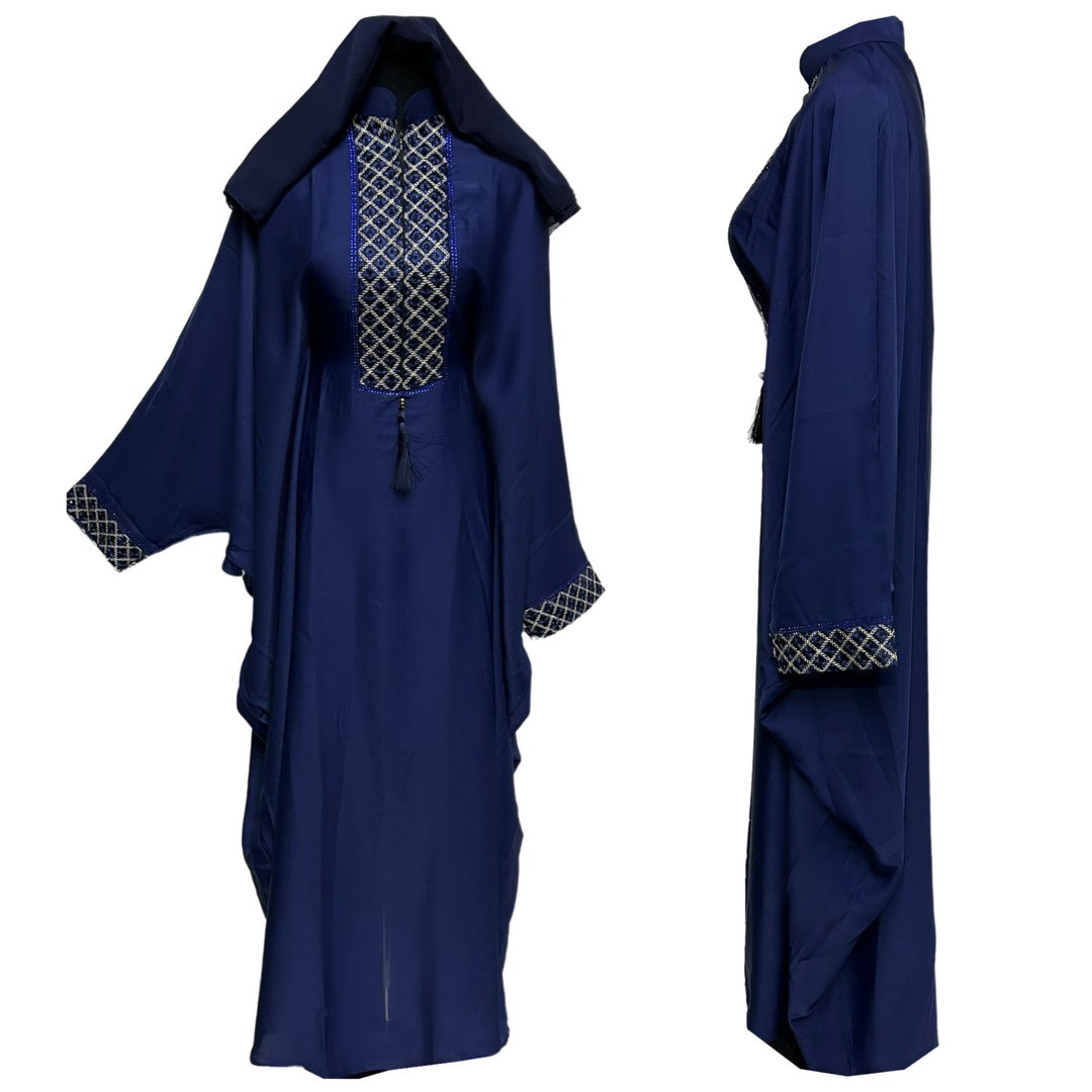 Women Blue Butterfly Abaya Jalabiya Arab Dress With Embroidery - Etsy