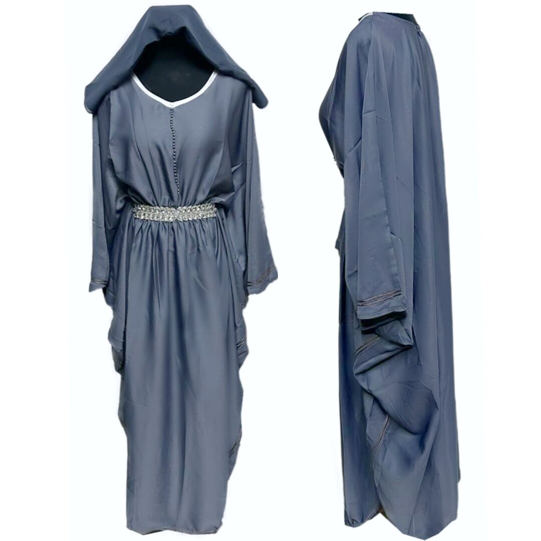 Grey Butterfly Abaya Farasha Jalabiya Arab Dress - Etsy