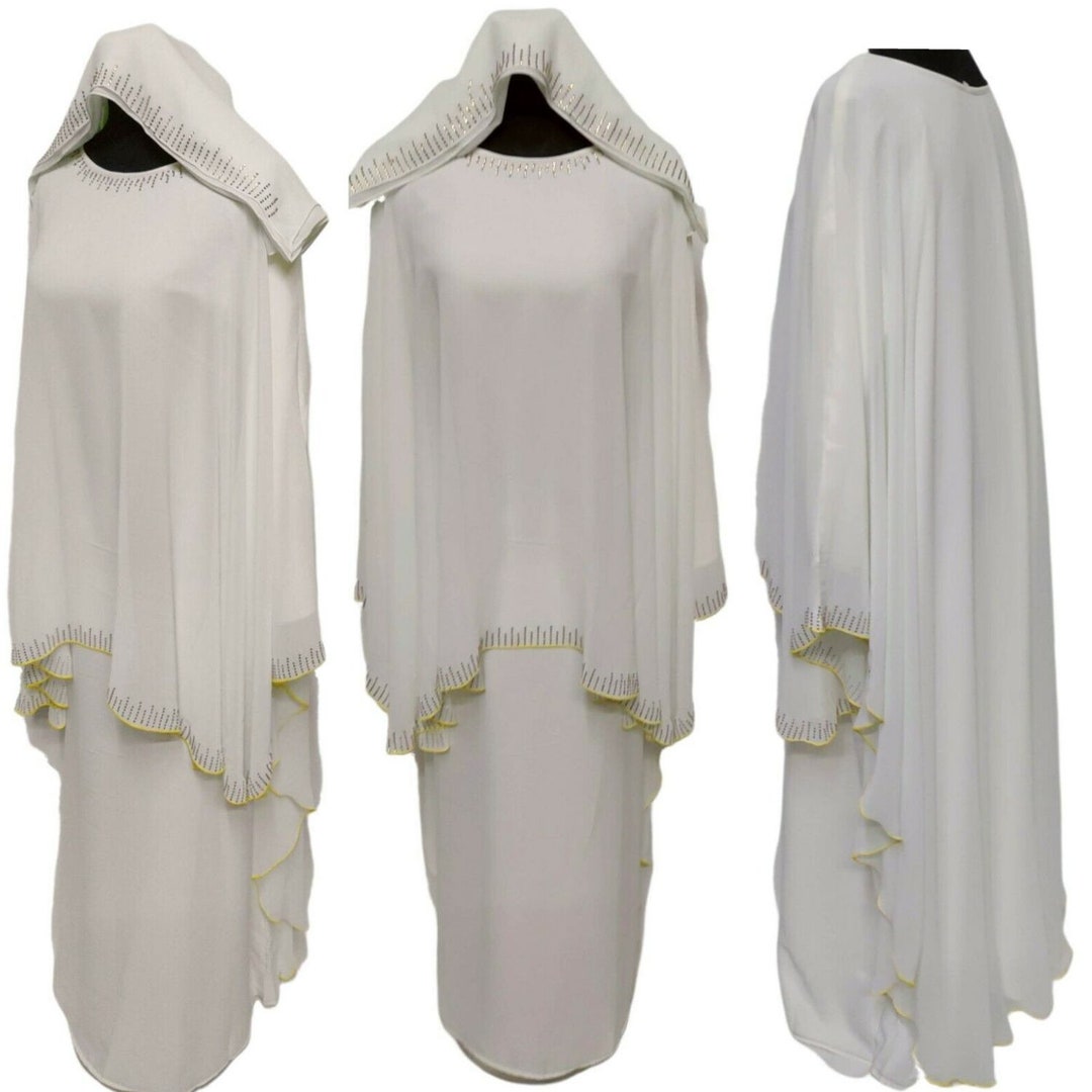 Luxury Cream Modest Women Abaya Farasha Jalabiya Arab Dress - Etsy