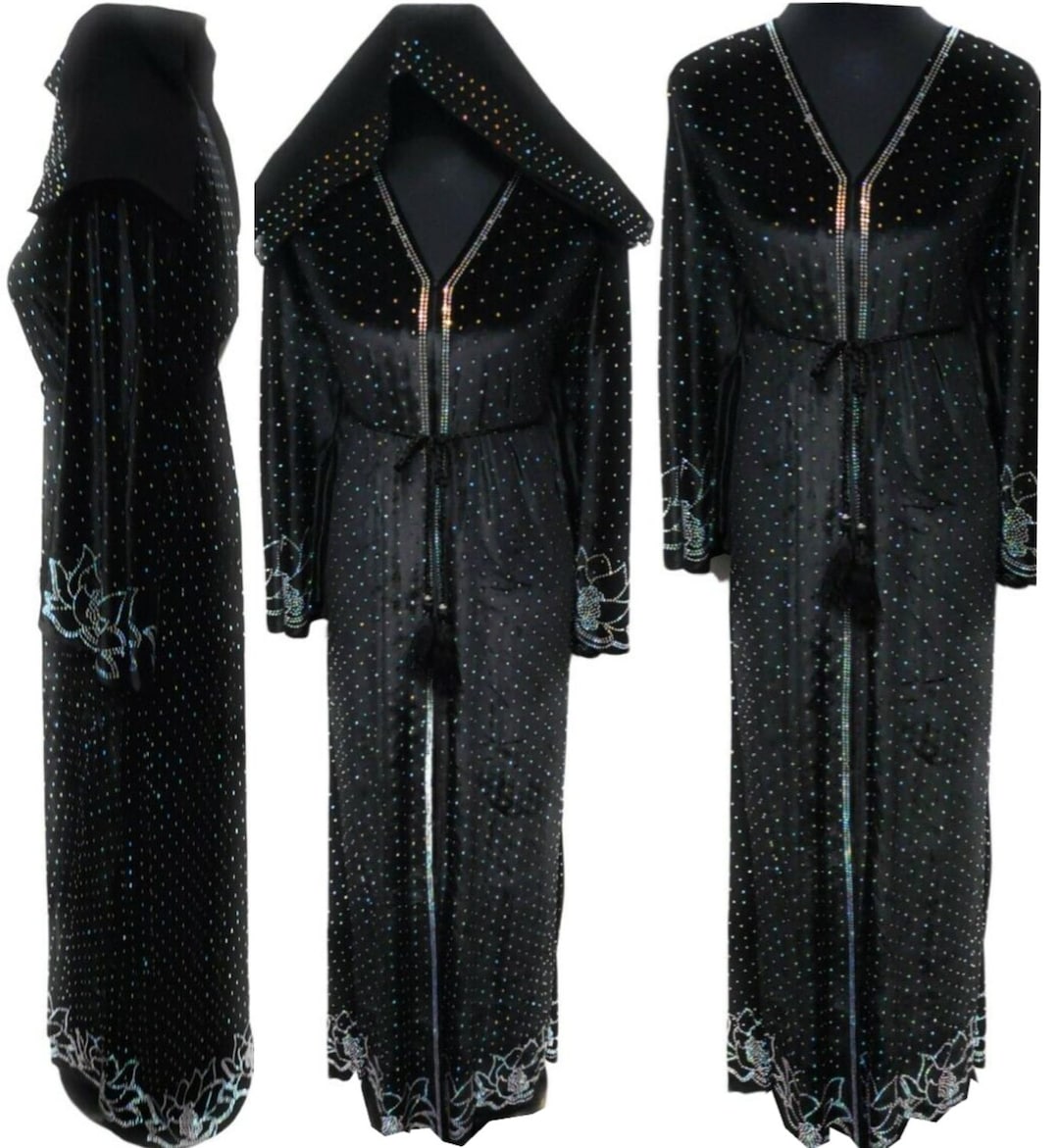 Women's Luxury Black Velvet Open Front Abaya Jilbab Burka - Etsy