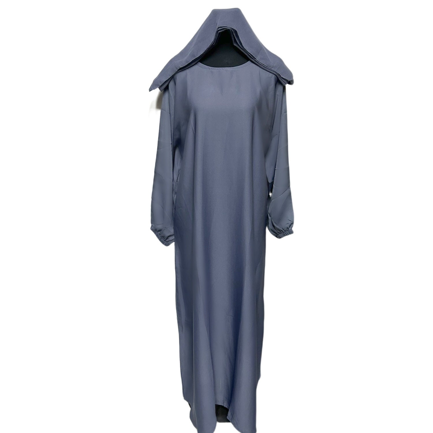 Simple Plain Nida Abaya Jalabiya Arab Long Dress With Elastic Cuff ...