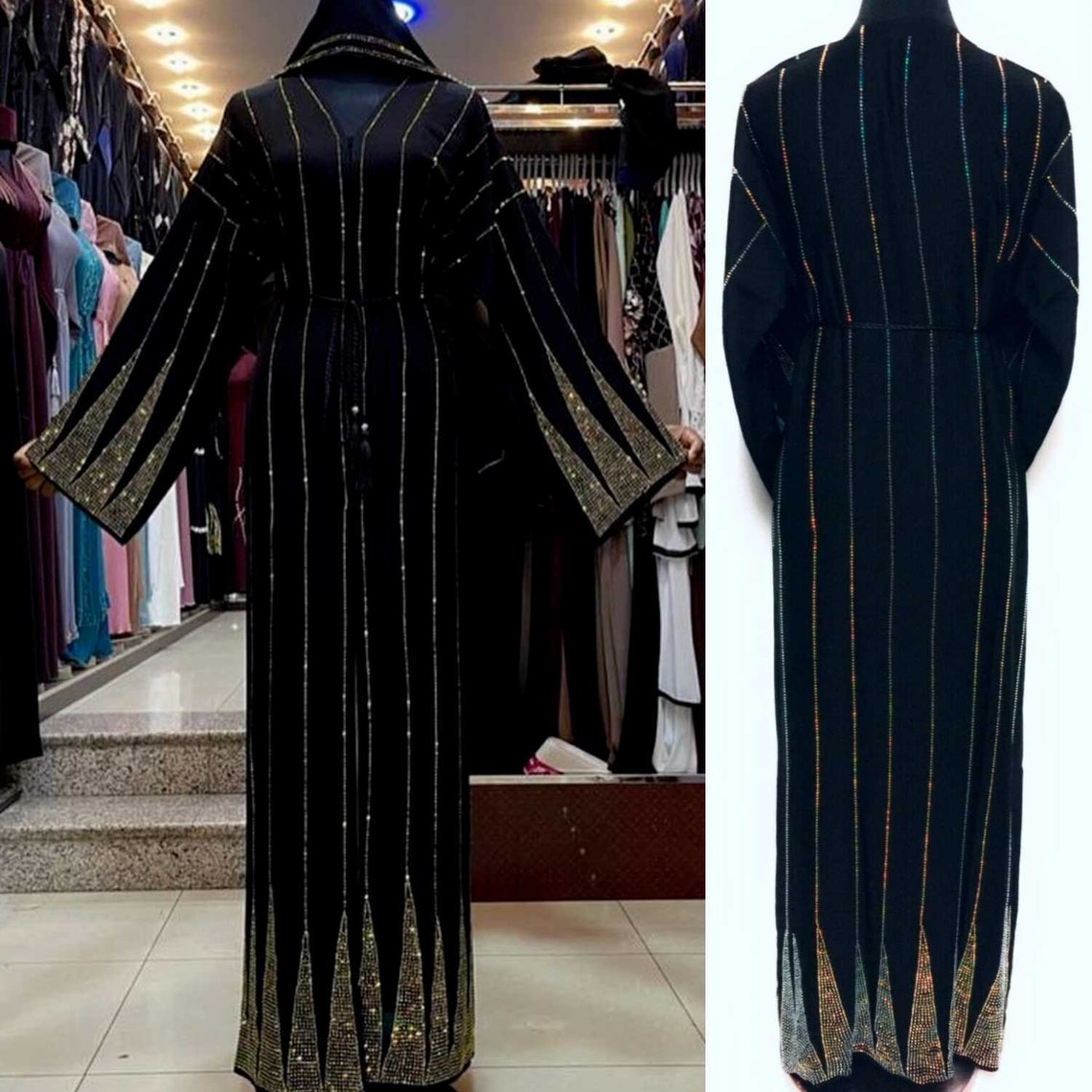 Women's Black Open Front Luxury Nida Burka Jilbab - Etsy UK