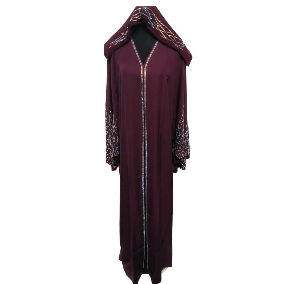 Women's Burgundy Open Front Luxury Abaya Burka Jilbab - Etsy