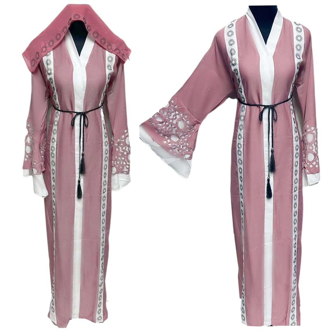 Latest Design Pink Abaya Farasha Jalabiya Arab Long Dress - Etsy