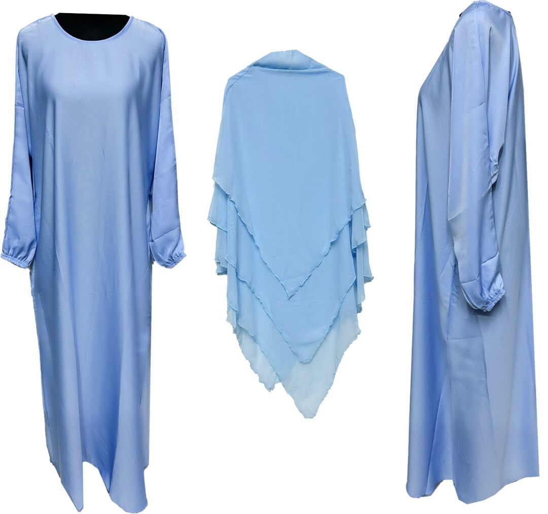 3 Pieces Women Layers Chiffon Khimar Jilbab and Abaya Islamic Muslim ...