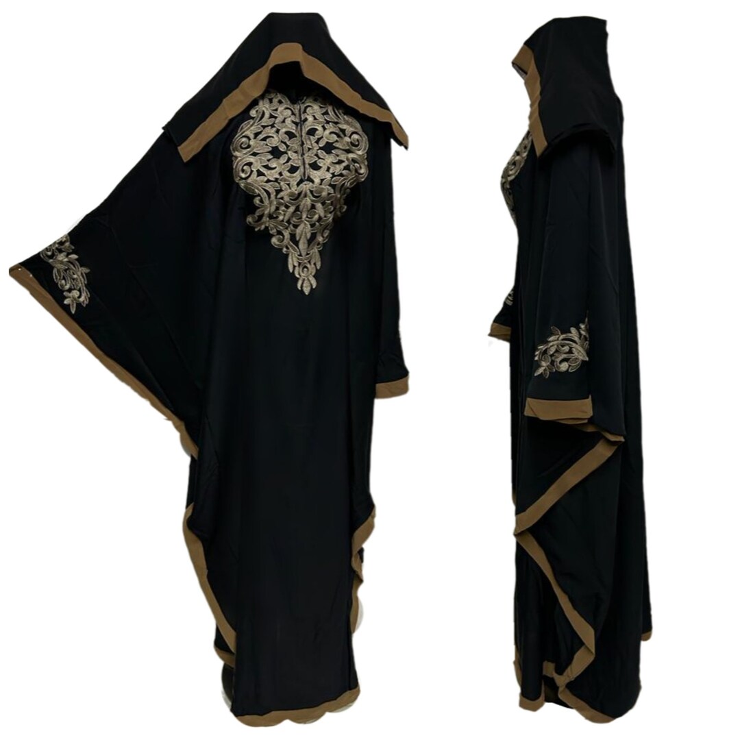 Black Butterfly Abaya Farasha Jalabiya Arab Dress With Embroidery - Etsy