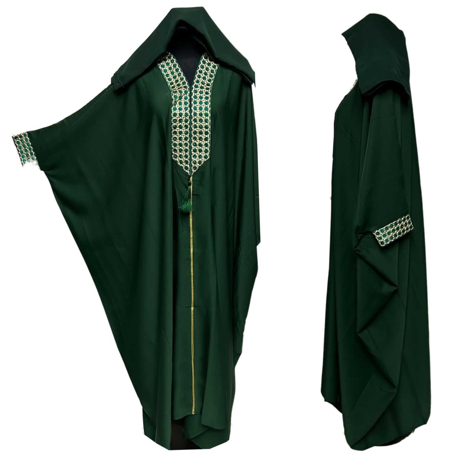 Green Butterfly Abaya Farasha Jalabiya Arab Dress With Stone Works - Etsy