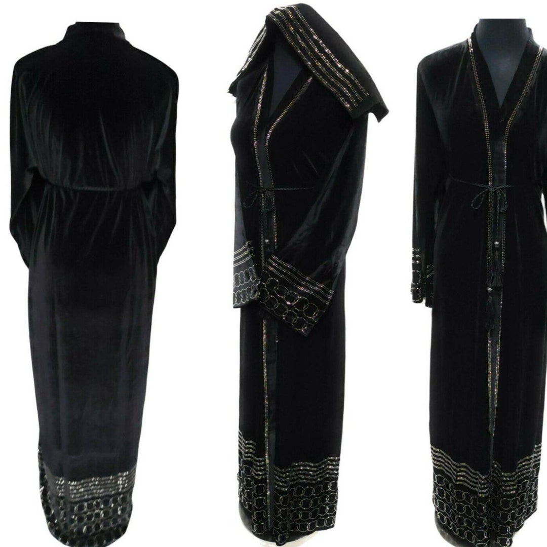 Women's Luxury Black Velvet Open Front Abaya Jilbab Burka - Etsy