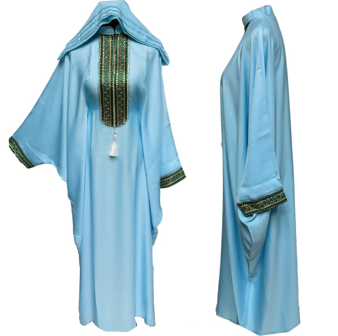 Women Blue Butterfly Abaya Jalabiya Arab Dress With Embroidery - Etsy