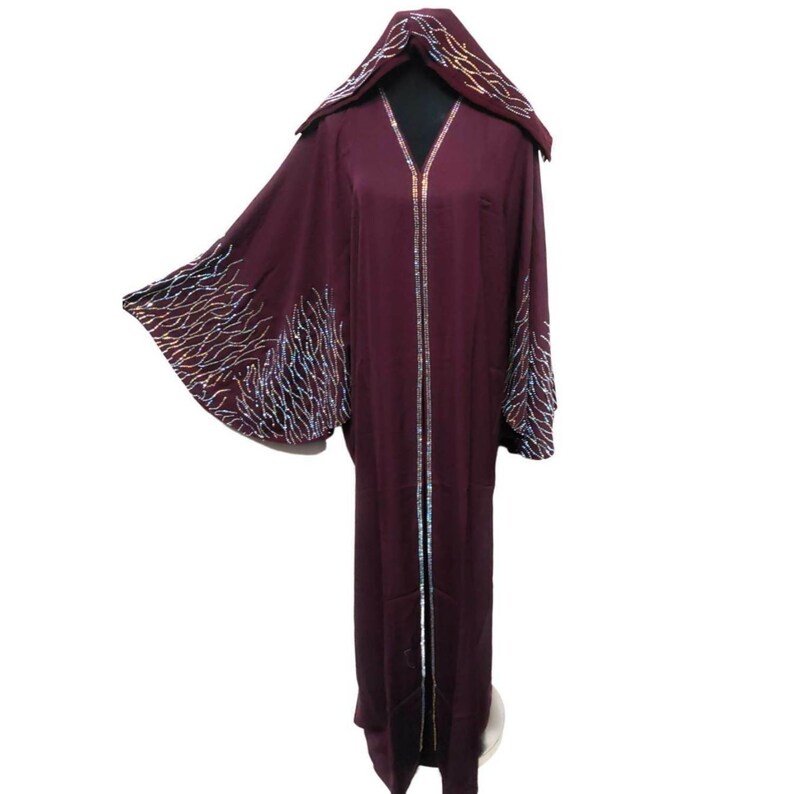 Women's Burgundy Open Front Luxury Abaya Burka Jilbab - Etsy