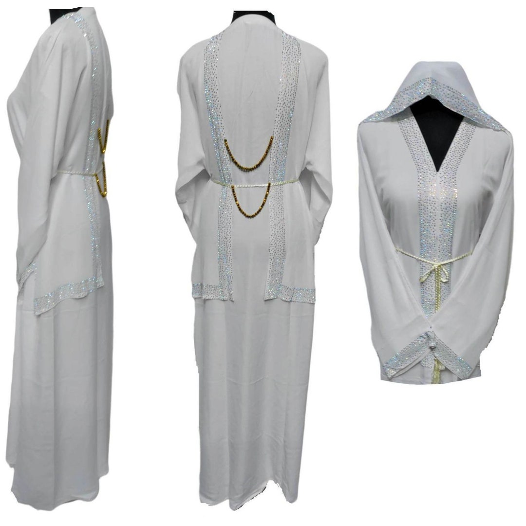 Luxury White Modest Women Abaya Farasha Jalabiya Arab Dress - Etsy
