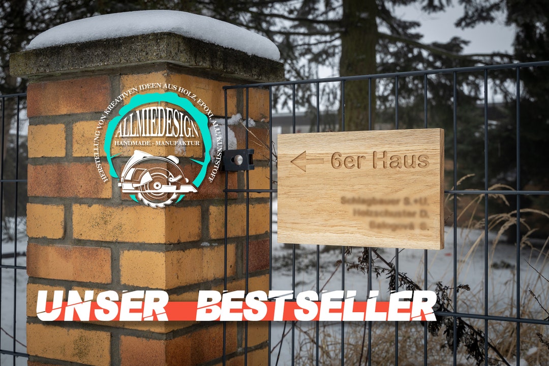 Chain Link Fence or Double Rod Mats Nameplate Front Door Made of Oak ...