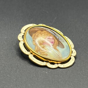 Vintage Signed Tlm Thomas L Mott Enamel Gilt Portrait Brooch Cameo Pin ...