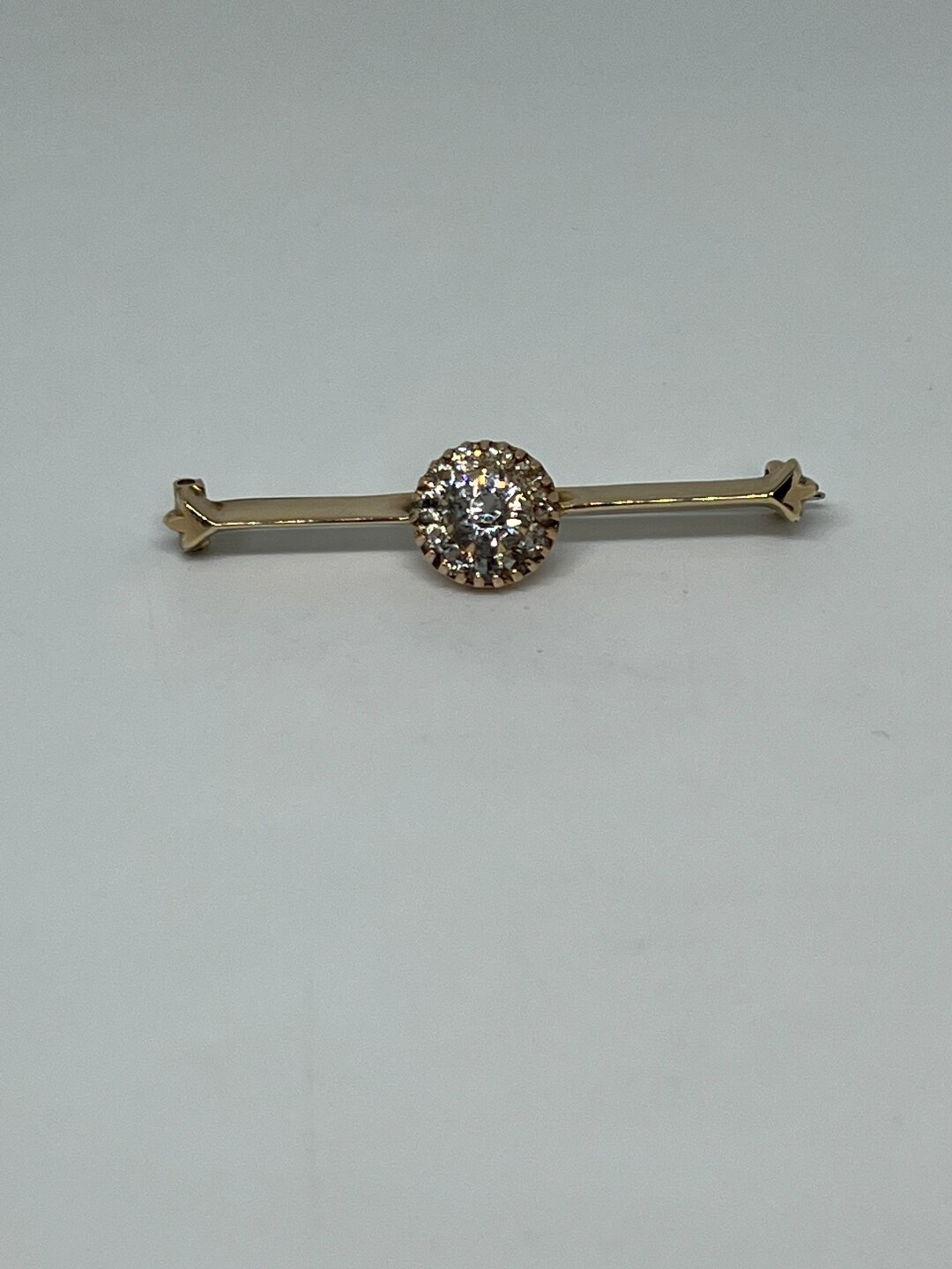Antique 9ct Gold Paste Bar Brooch Tie Pin With Paste Centre Yellow Gold ...