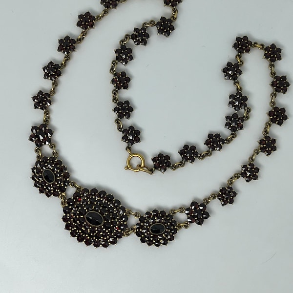 Antique Silver Garnet Necklace - Etsy