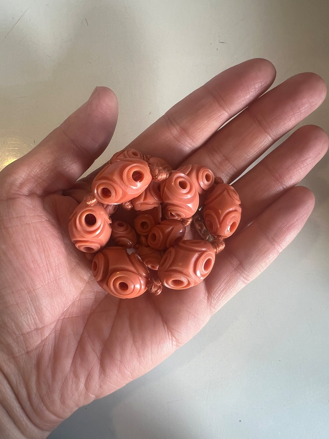 1930s Antique Vintage Carved Celluloid Beads French Graduated Necklace ...