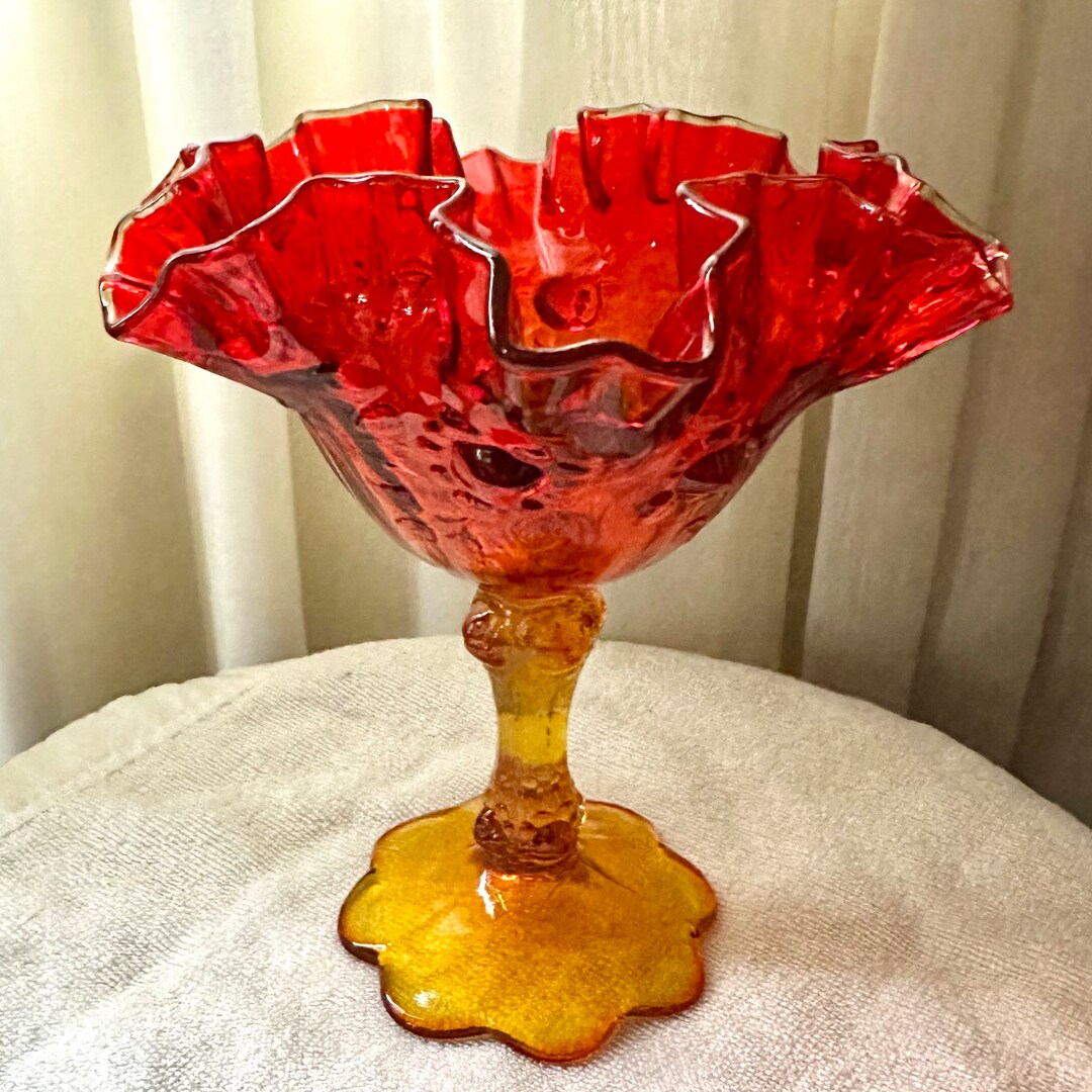 Fenton Amberina Fluted Compote Glass Fancy Candy Dish - Etsy