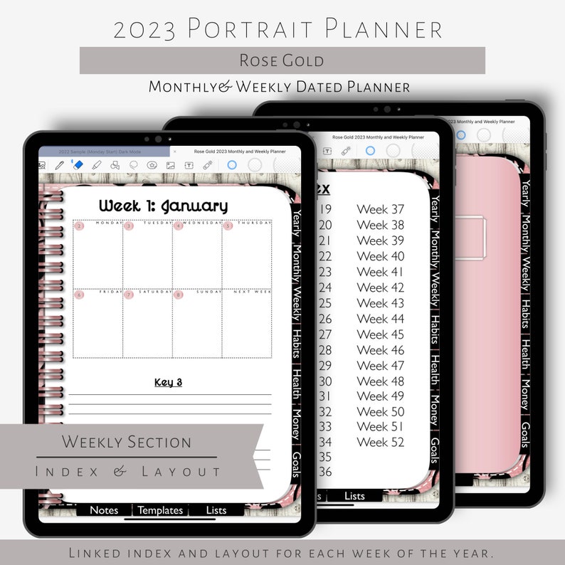 2023 Dated Planner Rose Gold Planner Dated Monthly Planner - Etsy