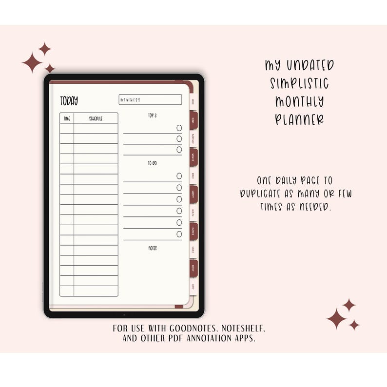 Minimalist Undated Monthly Digital Planner | Clean & Simple Design for ...