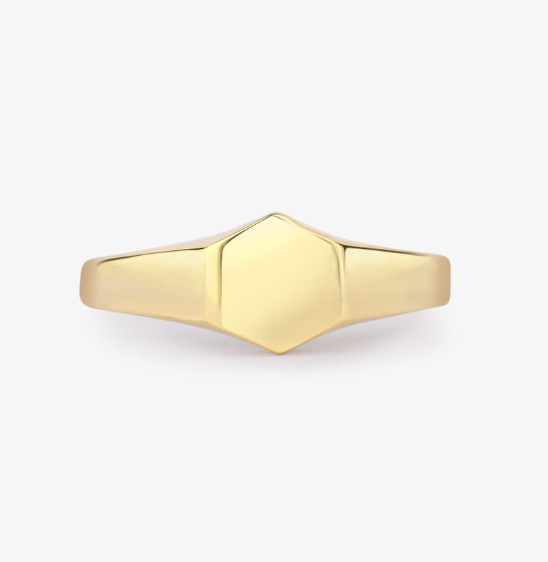 14k Gold Hexagon Ring / Personalized Hexagon Ring / Delicate Gold Ring ...