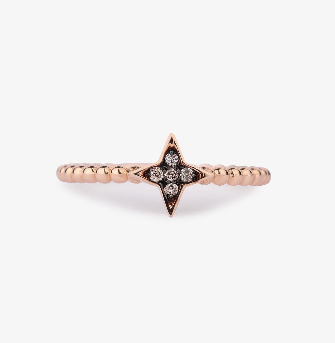 Star Setting Diamond Stacking Ring / 14k Gold Dainty Delicate Minimal ...