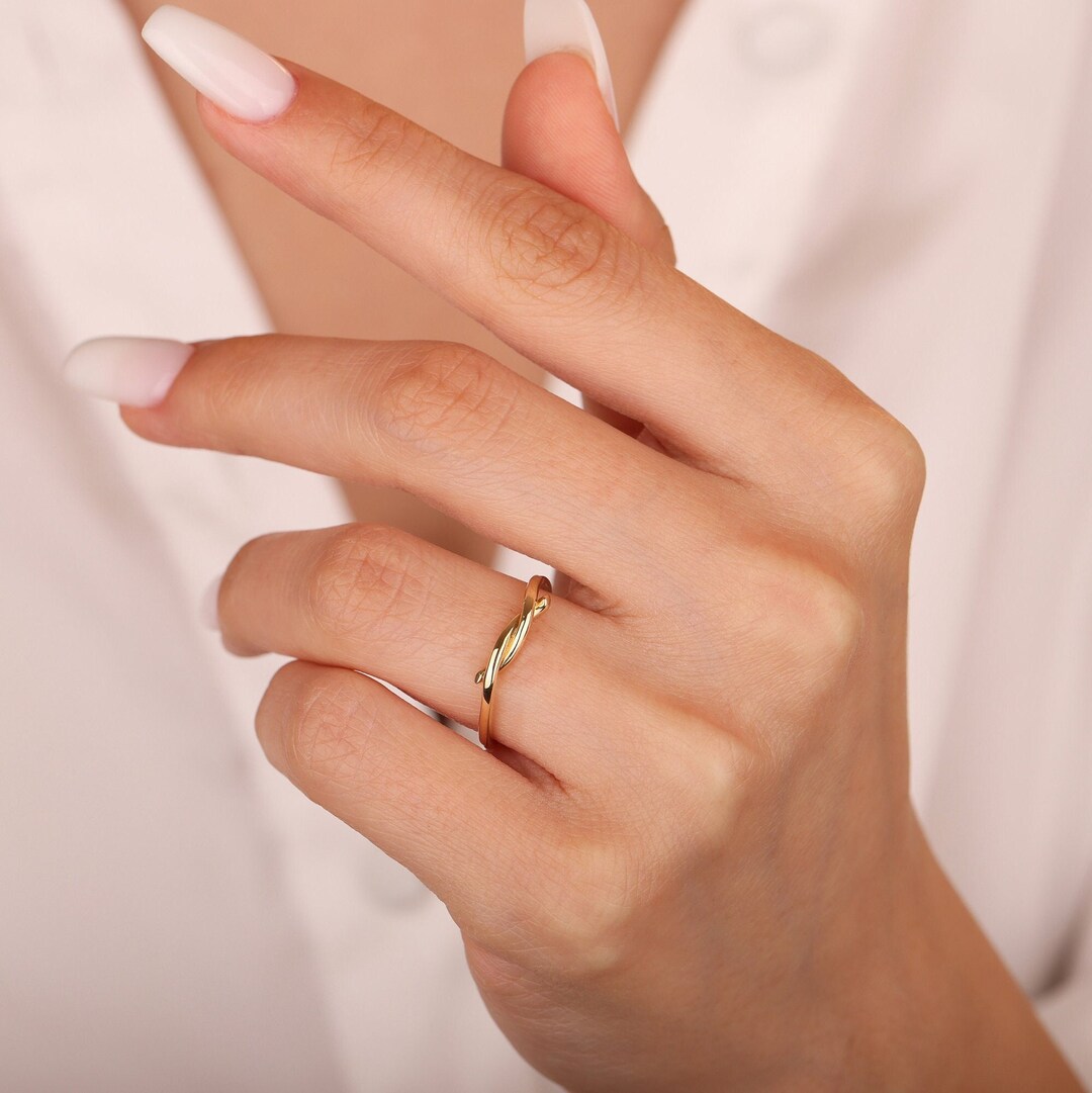 Twisted 14k Solid Gold Ring / Love Promise Ring / Binding Friendship ...