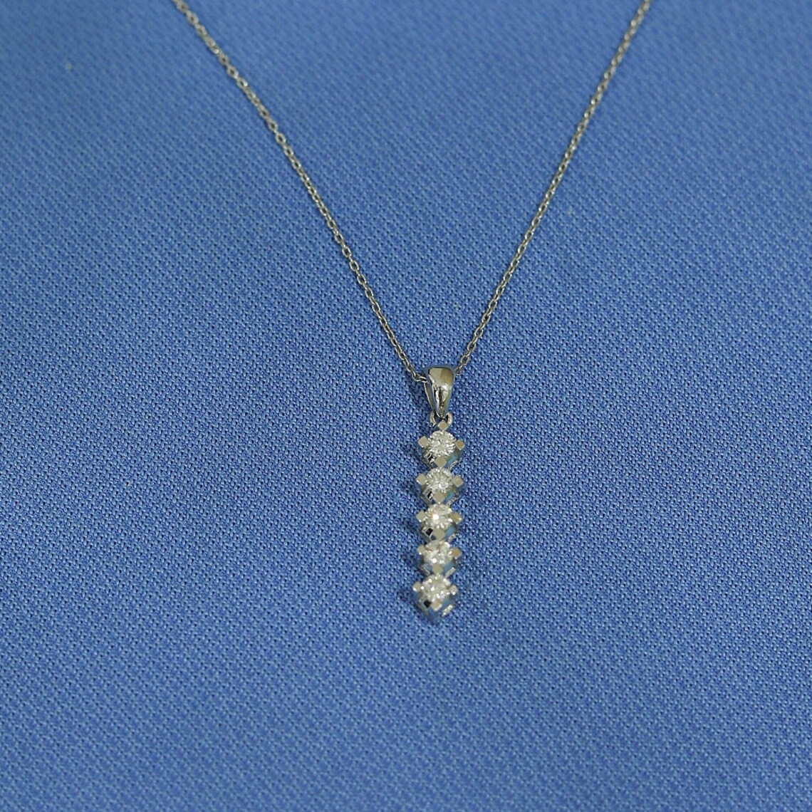 Five Stone Diamond Necklace / 18k Gold Round Cut Diamond Necklace ...