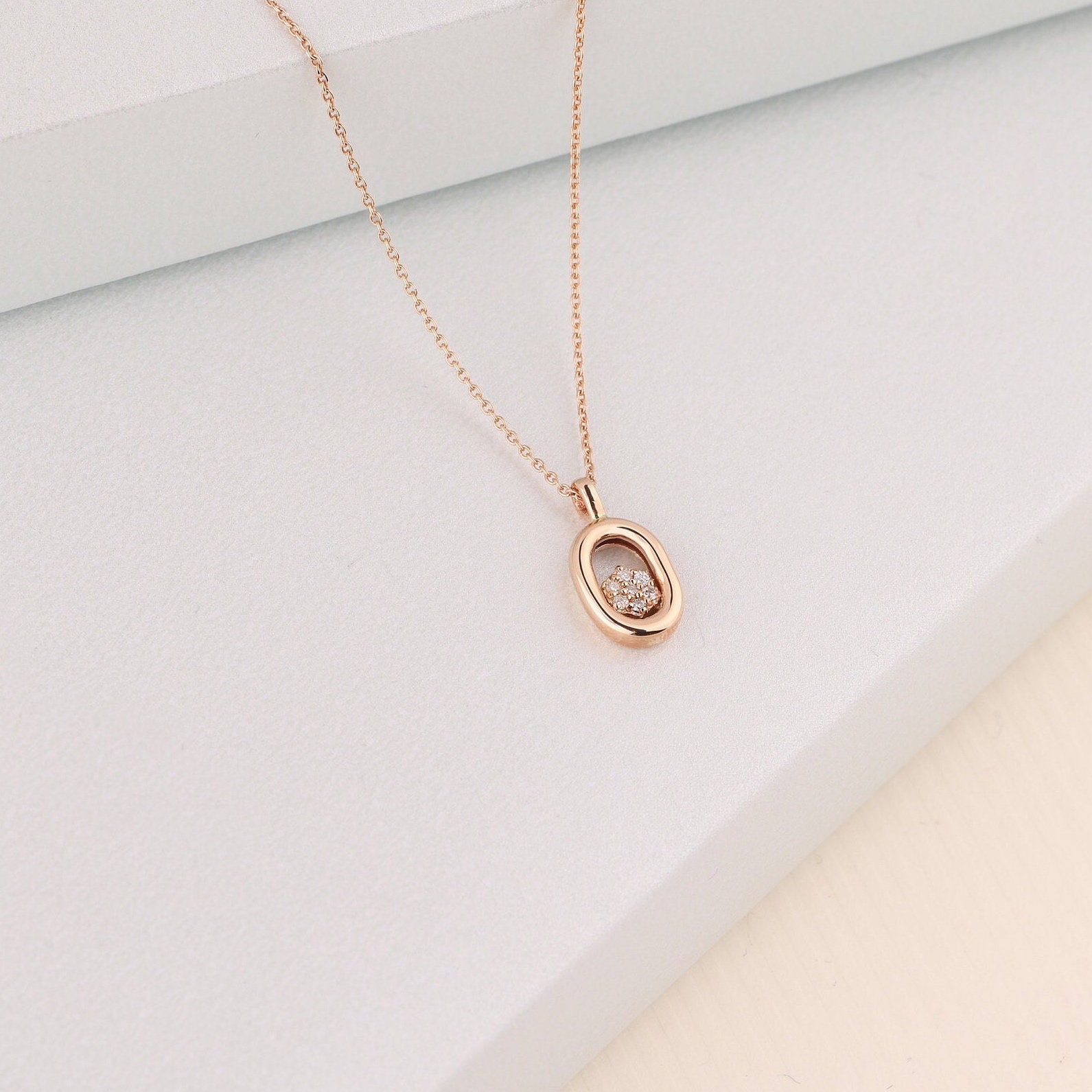 Gold Diamond Necklace / Minimalist Diamond Necklace / Fine Jewelry ...