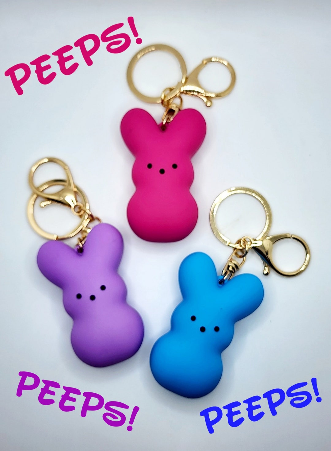 PEEPS Pink, Blue, Purple Keychains/backpack Charm 2.45 Inches. Great ...