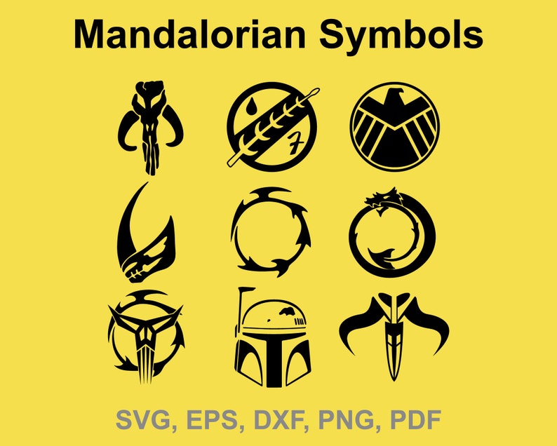 The Mandalorian Symbols SVG Mandalorian Emblems Mandalorian | Etsy