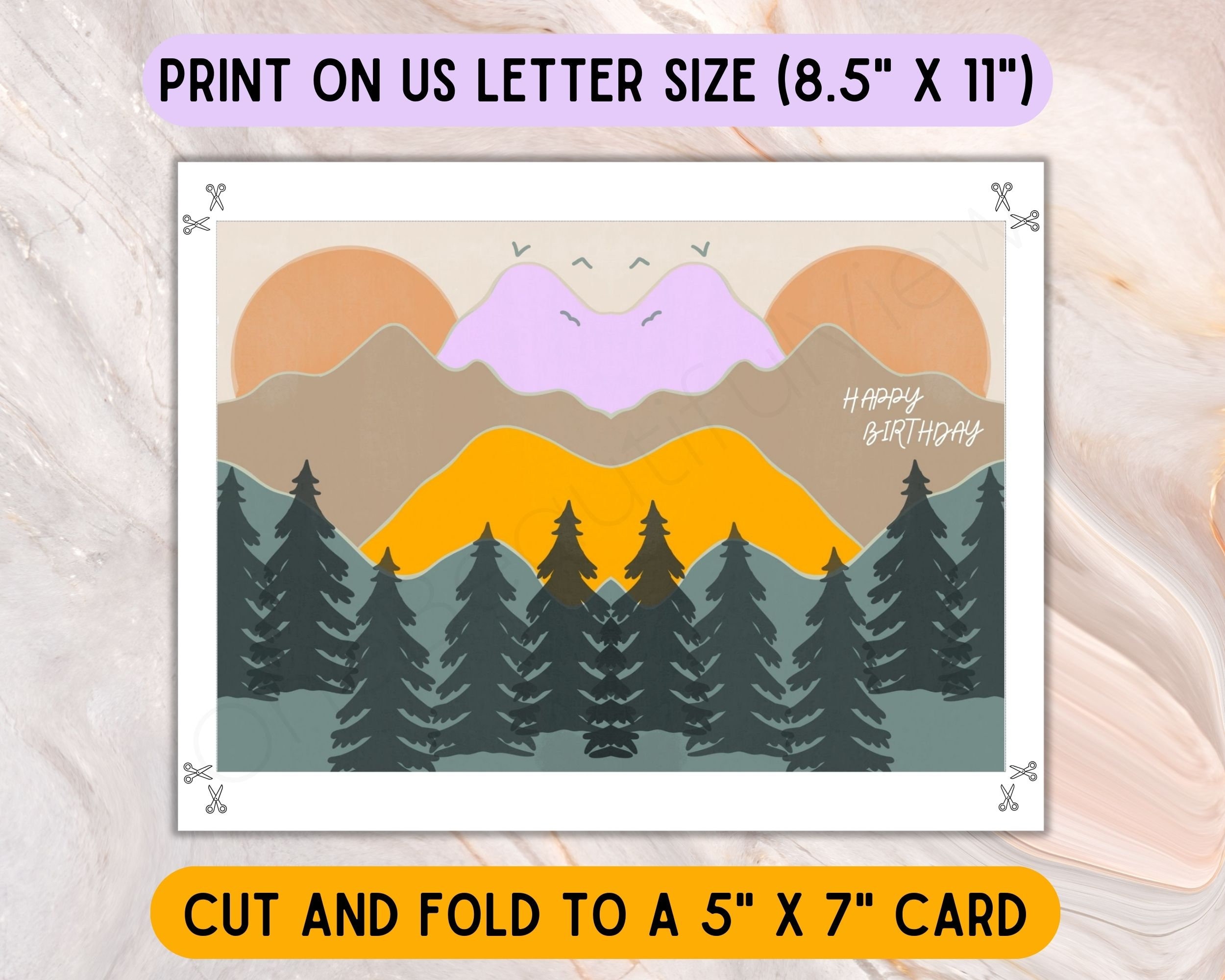 Printable Birthday Card, Adventure Birthday Card, Mountain Birthday ...