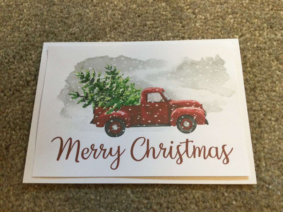 Handmade Red Truck Christmas Card Packs of 4 - Etsy UK