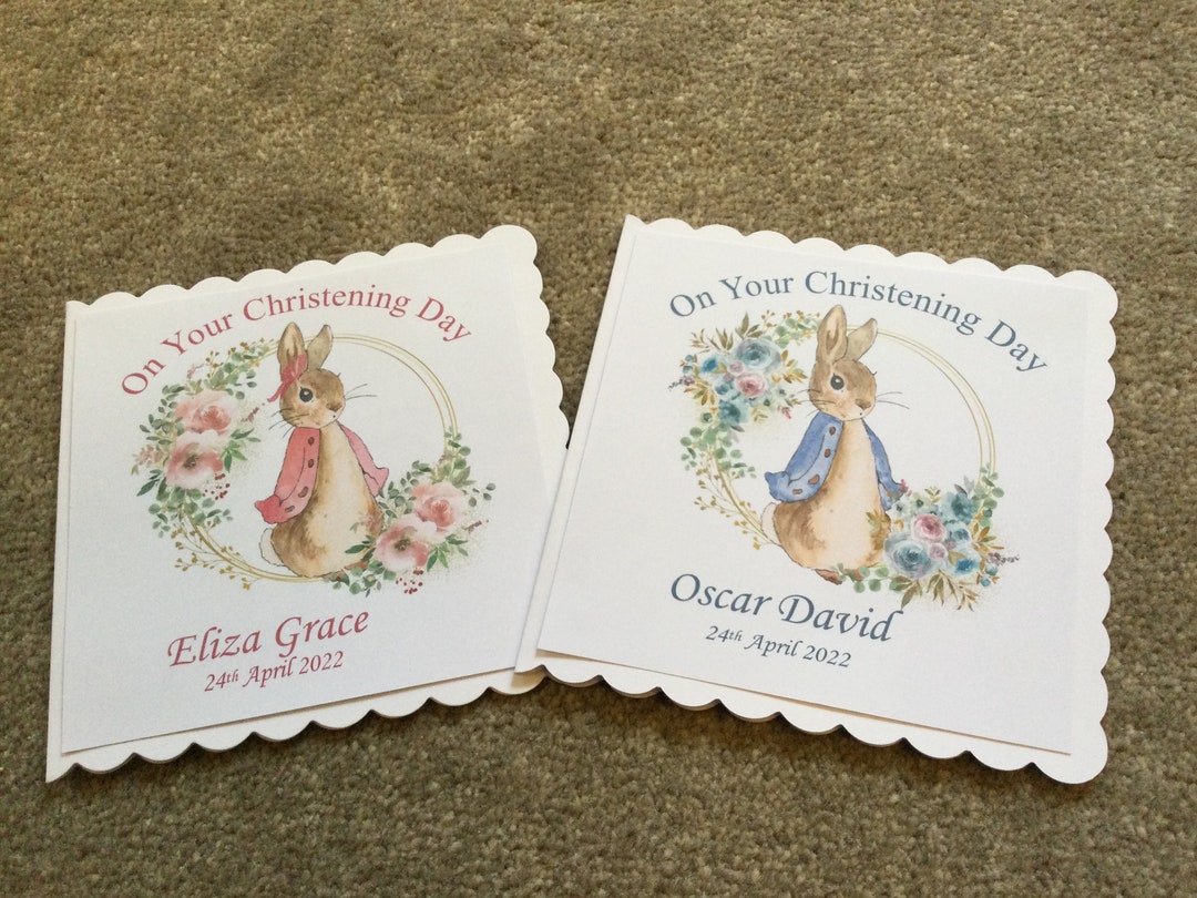 Handmade Personalised Peter Rabbit Christening Card - Etsy