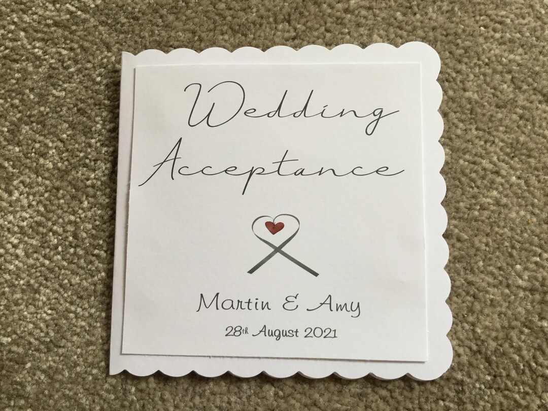 Handmade Personalised Wedding Acceptance Card - Etsy UK