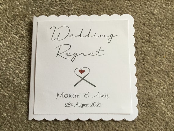 Handmade Personalised Wedding Regret Card | Etsy