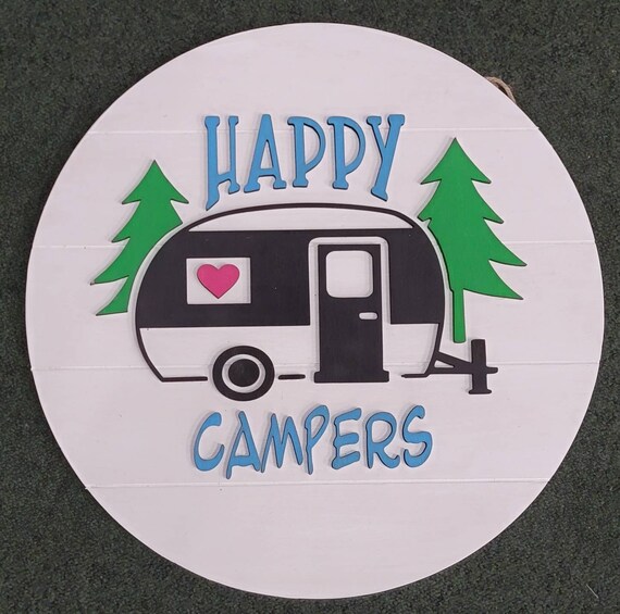 Happy Campers Sign/3d Wood Signs/laser Cut Door Hanger/camper - Etsy