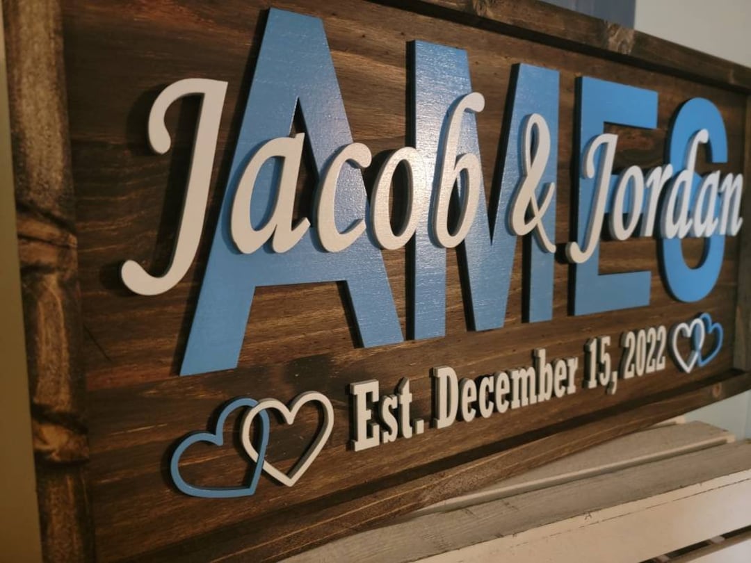 Est. Sign/wedding Present/anniversary Gift/personalized Wedding Gift ...