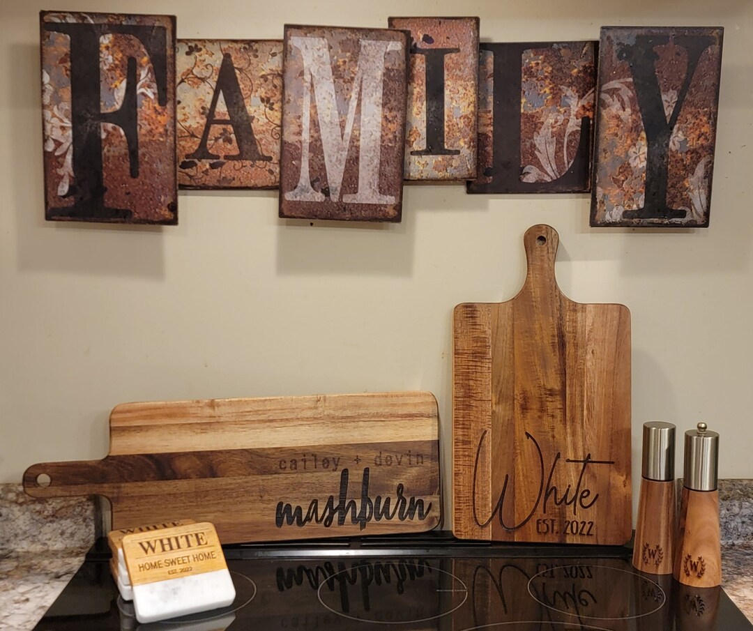Custom Engraved Kitchen Gift Set/salt&pepper/engraved Cutting Board ...