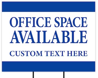Office Space Available Yard Sign Personalized 24" X 18" - Custom Office ...