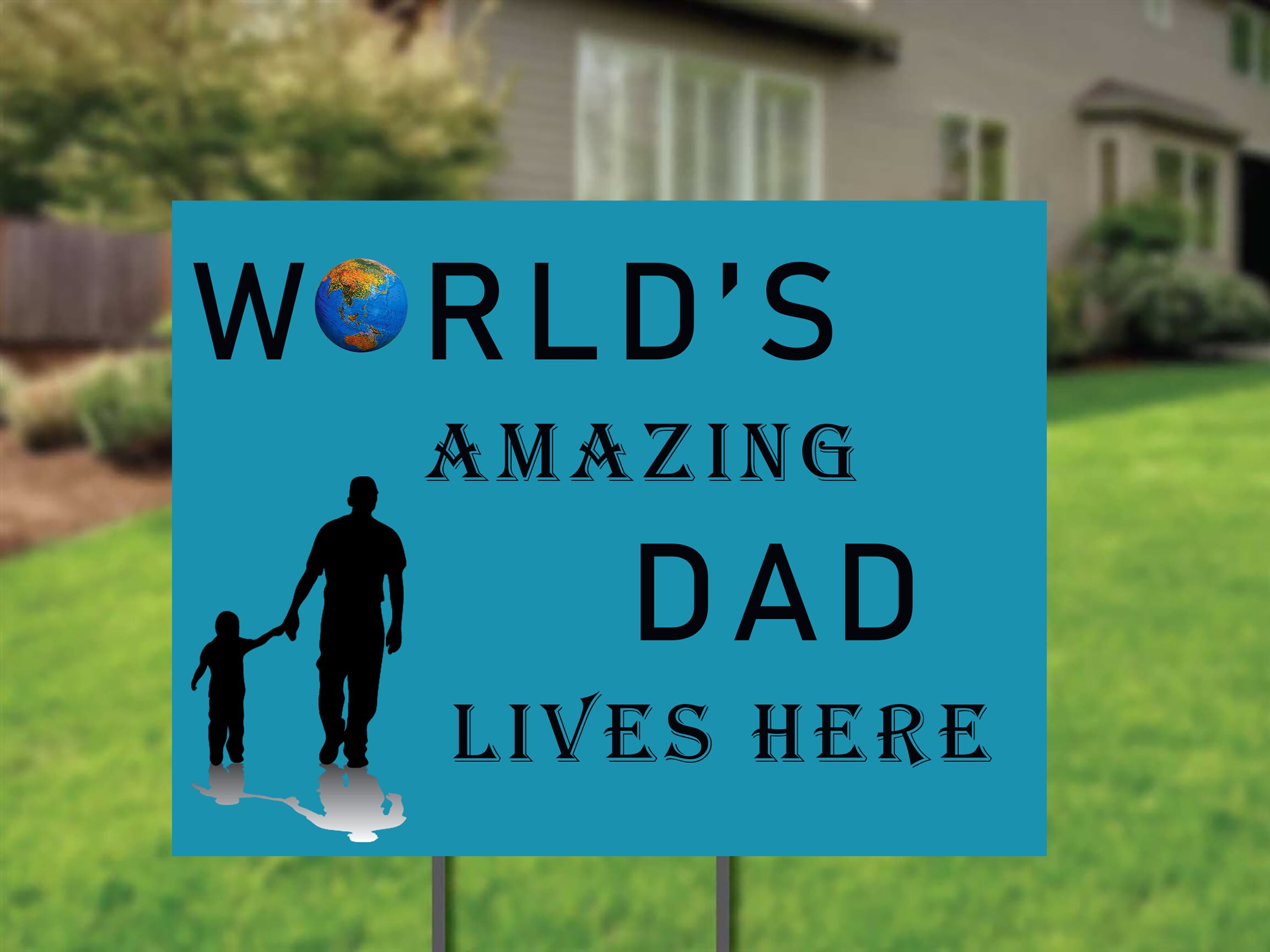 Happy Father Day Yard Sign Personalized 24" X 18" - Visible Text Custom ...