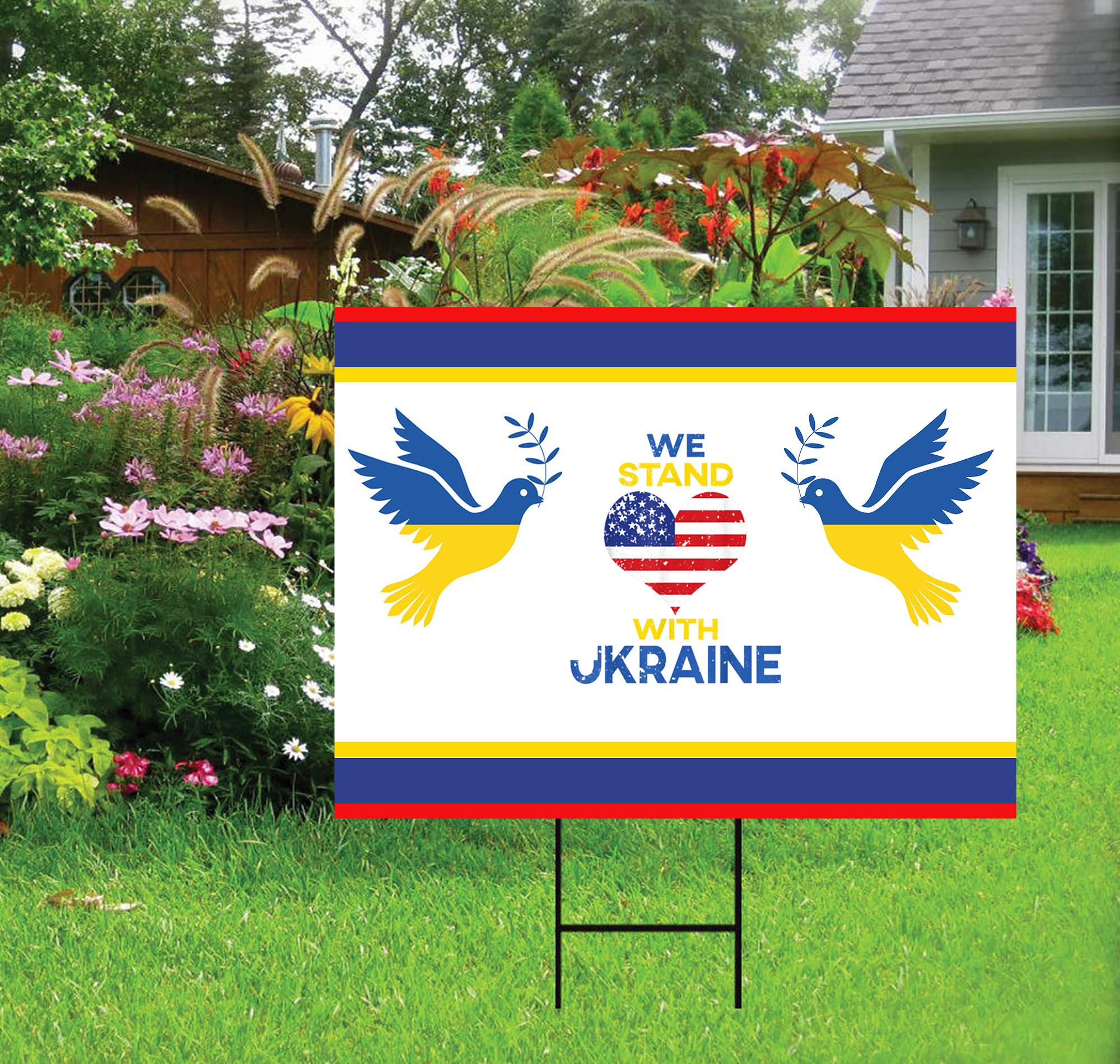 We Stand With Ukraine Yard Sign 24 X 18 Visible Text Support Ukraine ...